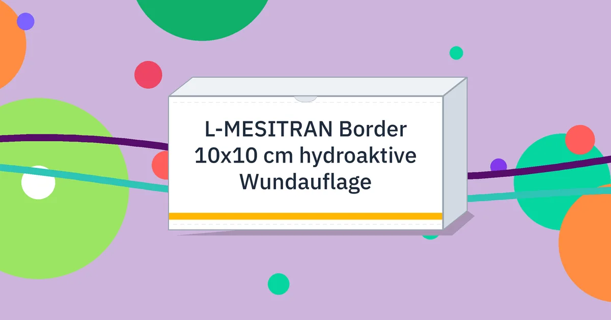 Symbolbild: Packung mit der Aufschrift L-MESITRAN Border 10x10 cm hydroaktive Wundauflage (PZN 13157513) – Verfügbarkeit und Bezug in Apotheken in Frankfurt am Main