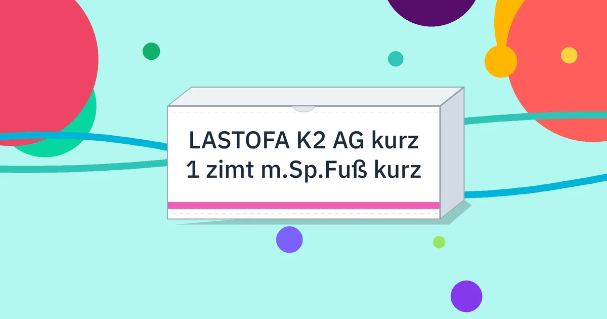 Symbolbild: Packung mit der Aufschrift LASTOFA K2 AG kurz 1 zimt m.Sp.Fuß kurz (PZN 13801894) – Verfügbarkeit und Bezug in Apotheken in Frankfurt am Main