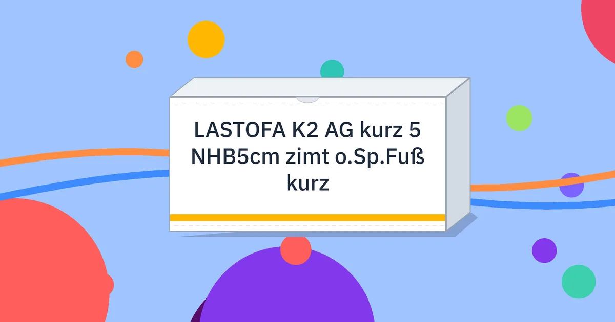 Symbolbild: Packung mit der Aufschrift LASTOFA K2 AG kurz 5 NHB5cm zimt o.Sp.Fuß kurz (PZN 13806377) – Verfügbarkeit und Bezug in Apotheken in Frankfurt am Main