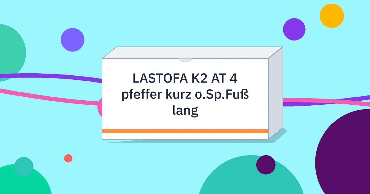 Symbolbild: Packung mit der Aufschrift LASTOFA K2 AT 4 pfeffer kurz o.Sp.Fuß lang (PZN 14151777) – Verfügbarkeit und Bezug in Apotheken in Frankfurt am Main