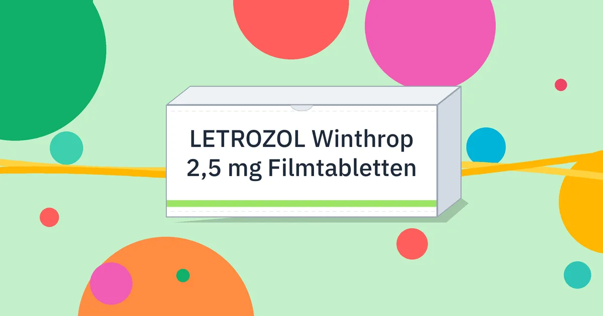 Symbolbild: Packung mit der Aufschrift LETROZOL Winthrop 2,5 mg Filmtabletten (PZN 08761307) – Verfügbarkeit und Bezug in Apotheken in Frankfurt am Main