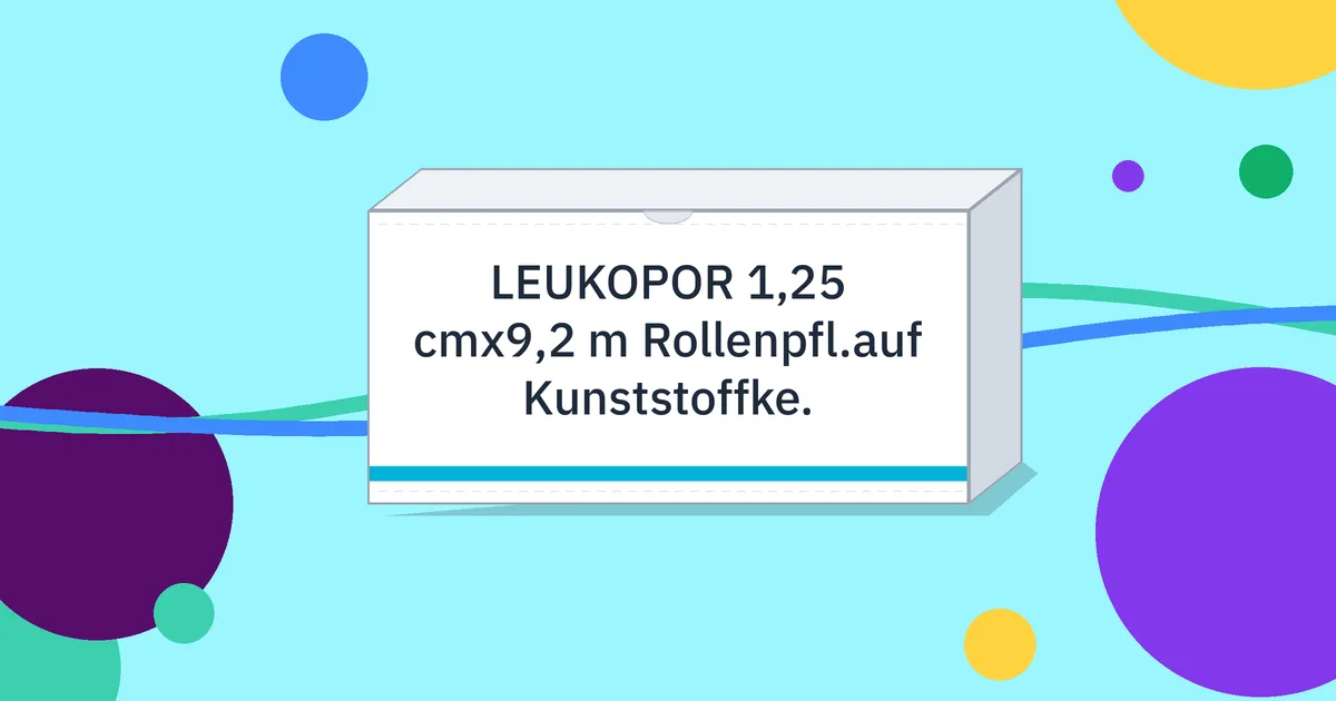 Symbolbild: Packung mit der Aufschrift LEUKOPOR 1,25 cmx9,2 m Rollenpfl.auf Kunststoffke. (PZN 12775870) – Verfügbarkeit und Bezug in Apotheken in Frankfurt am Main