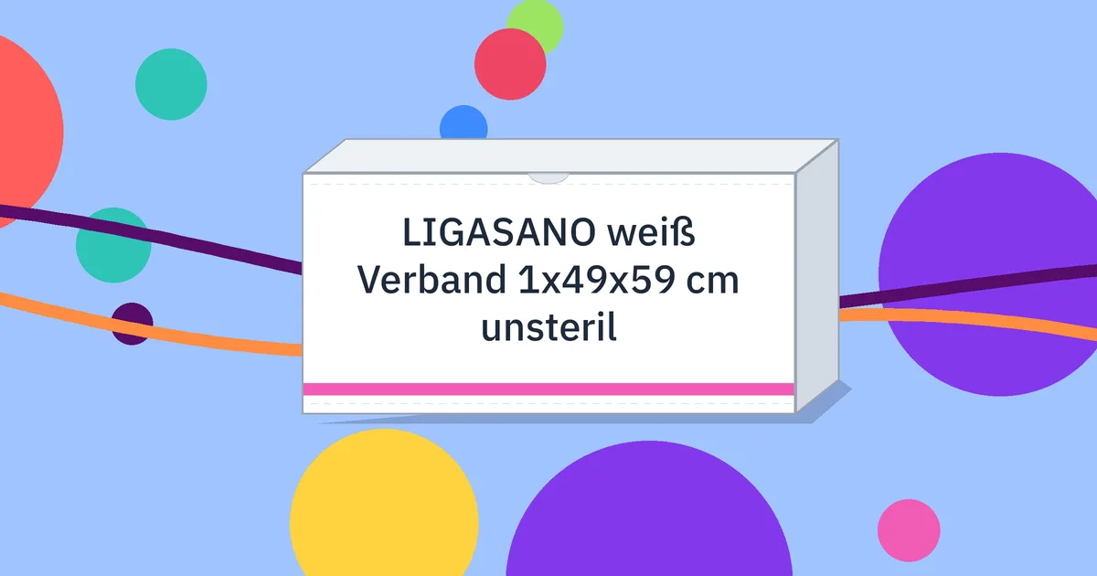 Symbolbild: Packung mit der Aufschrift LIGASANO weiß Verband 1x49x59 cm unsteril (PZN 17250669) – Verfügbarkeit und Bezug in Apotheken in Frankfurt am Main