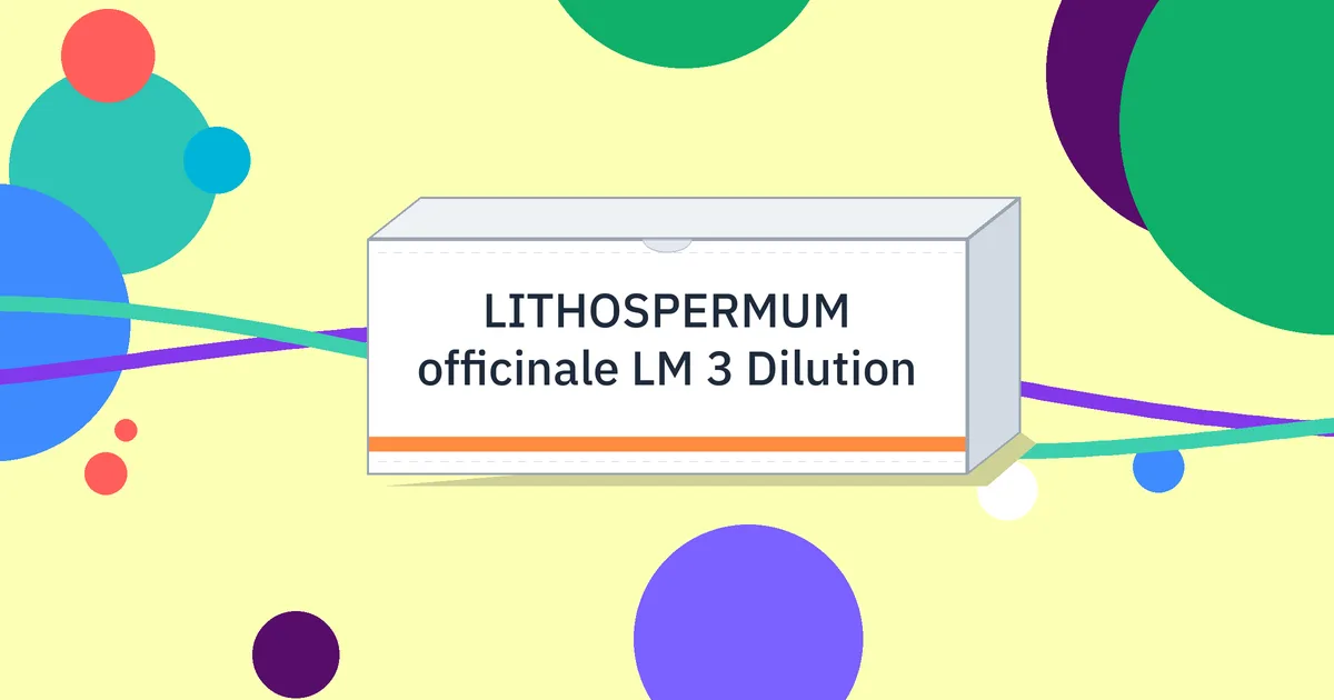 Symbolbild: Packung mit der Aufschrift LITHOSPERMUM officinale LM 3 Dilution (PZN 13531880) – Verfügbarkeit und Bezug in Apotheken in Frankfurt am Main