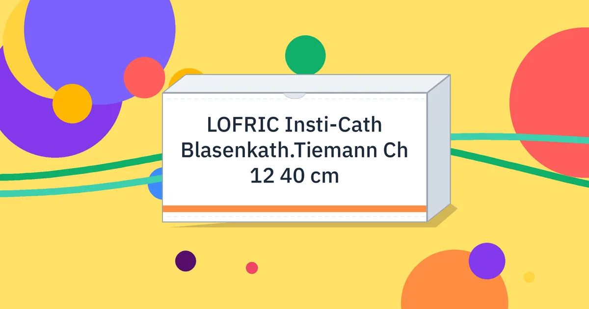 Symbolbild: Packung mit der Aufschrift LOFRIC Insti-Cath Blasenkath.Tiemann Ch 12 40 cm (PZN 15781894) – Verfügbarkeit und Bezug in Apotheken in Frankfurt am Main