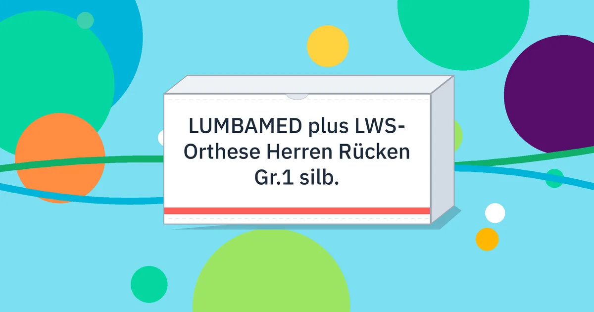 Symbolbild: Packung mit der Aufschrift LUMBAMED plus LWS-Orthese Herren Rücken Gr.1 silb. (PZN 18827786) – Verfügbarkeit und Bezug in Apotheken in Frankfurt am Main