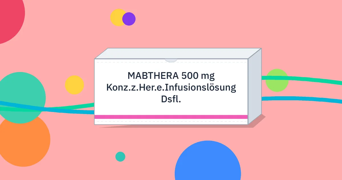 Symbolbild: Packung mit der Aufschrift MABTHERA 500 mg Konz.z.Her.e.Infusionslösung Dsfl. (PZN 02232022) – Verfügbarkeit und Bezug in Apotheken in Frankfurt am Main