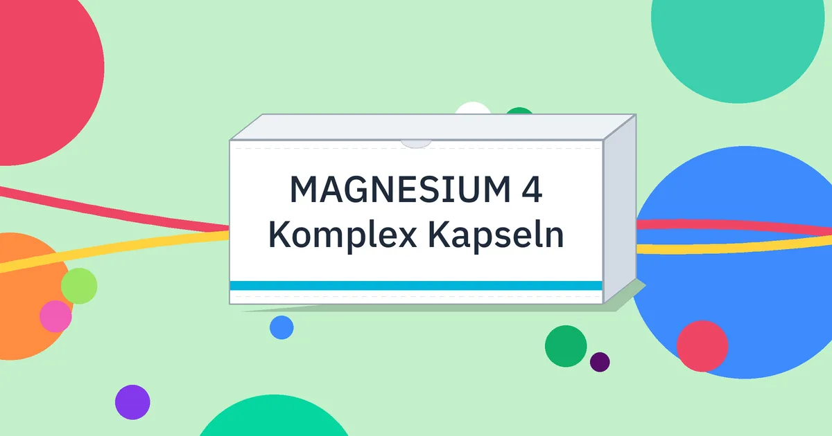 Symbolbild: Packung mit der Aufschrift MAGNESIUM 4 Komplex Kapseln (PZN 19282550) – Verfügbarkeit und Bezug in Apotheken in Frankfurt am Main