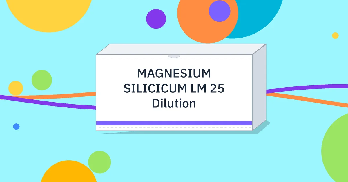 Symbolbild: Packung mit der Aufschrift MAGNESIUM SILICICUM LM 25 Dilution (PZN 12939797) – Verfügbarkeit und Bezug in Apotheken in Frankfurt am Main