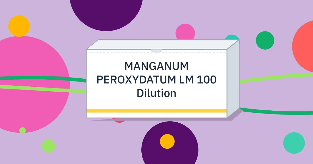 Symbolbild: Packung mit der Aufschrift MANGANUM PEROXYDATUM LM 100 Dilution (PZN 12945378) – Verfügbarkeit und Bezug in Apotheken in Frankfurt am Main