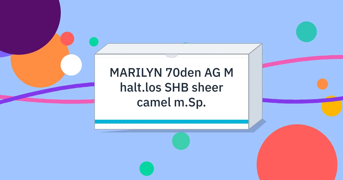 Symbolbild: Packung mit der Aufschrift MARILYN 70den AG M halt.los SHB sheer camel m.Sp. (PZN 16187609) – Verfügbarkeit und Bezug in Apotheken in Frankfurt am Main