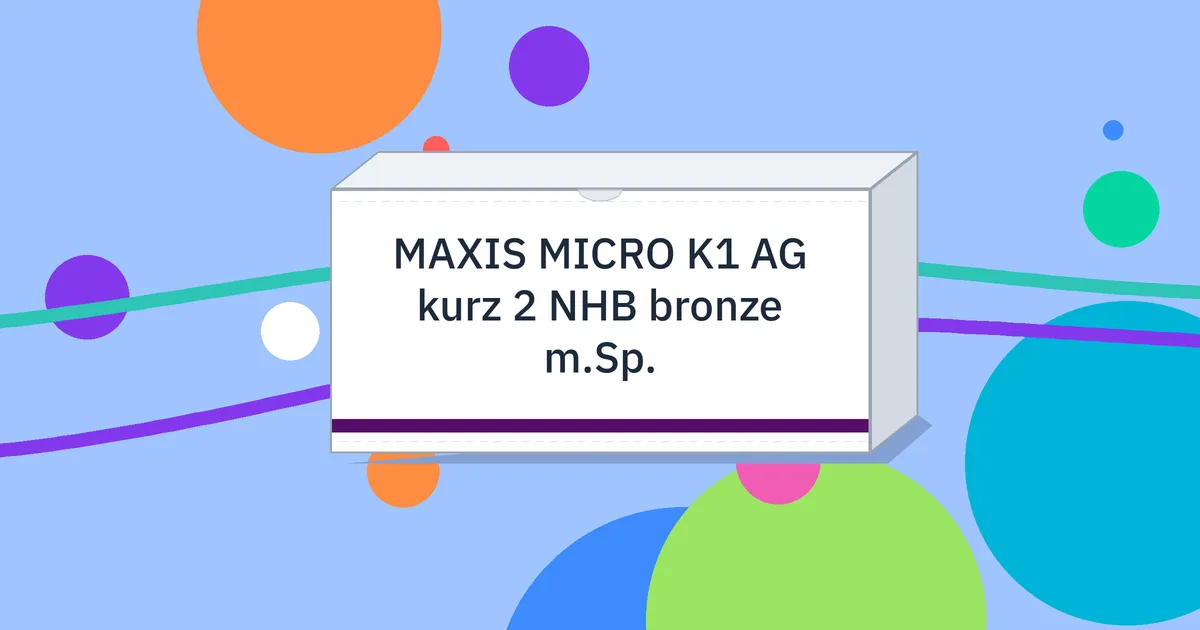 Symbolbild: Packung mit der Aufschrift MAXIS MICRO K1 AG kurz 2 NHB bronze m.Sp. (PZN 17672413) – Verfügbarkeit und Bezug in Apotheken in Frankfurt am Main