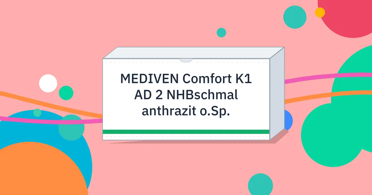 Symbolbild: Packung mit der Aufschrift MEDIVEN Comfort K1 AD 2 NHBschmal anthrazit o.Sp. (PZN 14561127) – Verfügbarkeit und Bezug in Apotheken in Frankfurt am Main