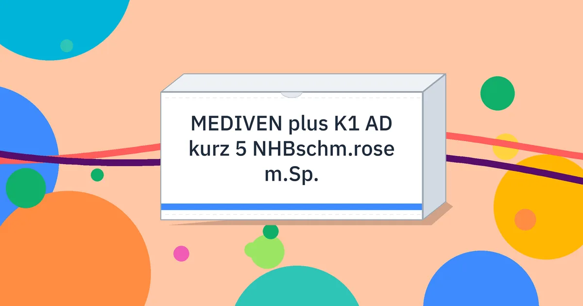 Symbolbild: Packung mit der Aufschrift MEDIVEN plus K1 AD kurz 5 NHBschm.rose m.Sp. (PZN 15899259) – Verfügbarkeit und Bezug in Apotheken in Frankfurt am Main