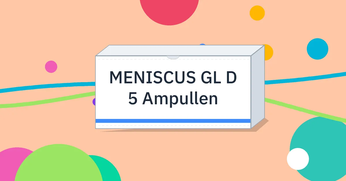 Symbolbild: Packung mit der Aufschrift MENISCUS GL D 5 Ampullen (PZN 02936421) – Verfügbarkeit und Bezug in Apotheken in Frankfurt am Main