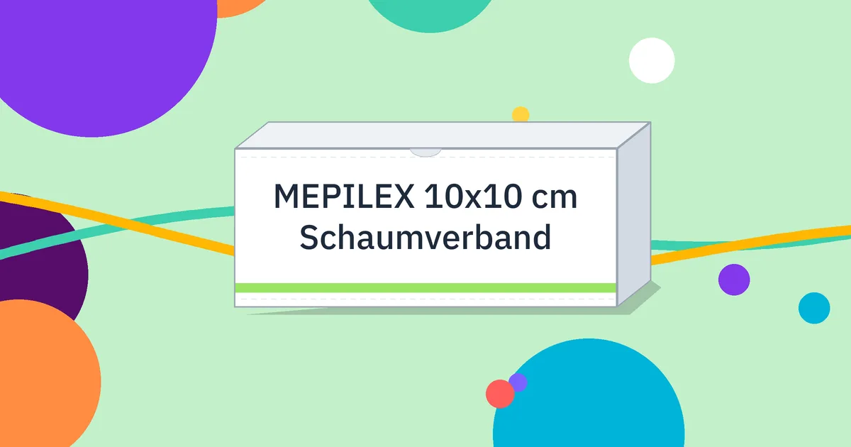 Symbolbild: Packung mit der Aufschrift MEPILEX 10x10 cm Schaumverband (PZN 17414243) – Verfügbarkeit und Bezug in Apotheken in Frankfurt am Main