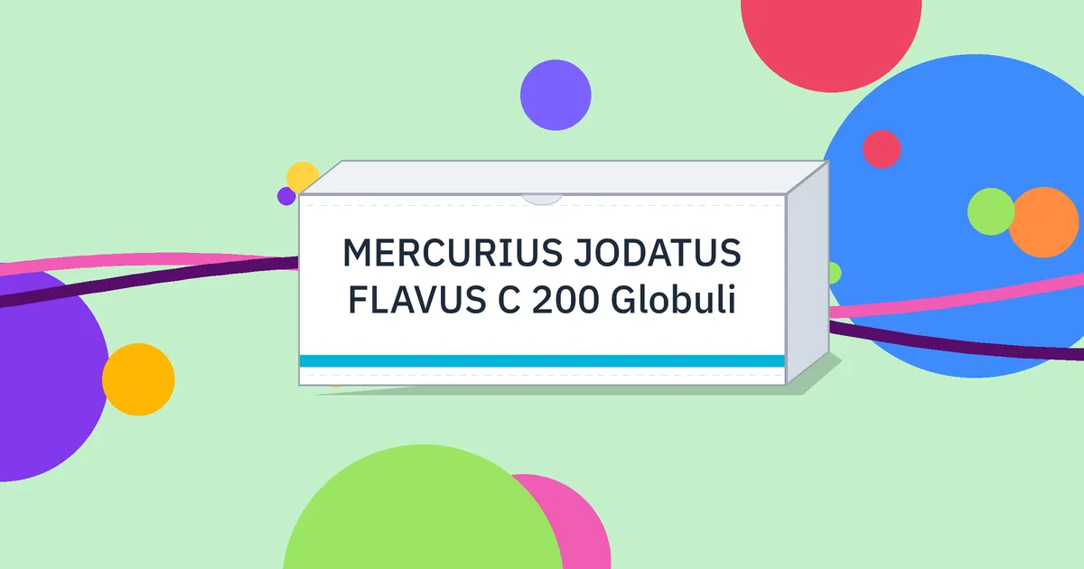 Symbolbild: Packung mit der Aufschrift MERCURIUS JODATUS FLAVUS C 200 Globuli (PZN 04227203) – Verfügbarkeit und Bezug in Apotheken in Frankfurt am Main