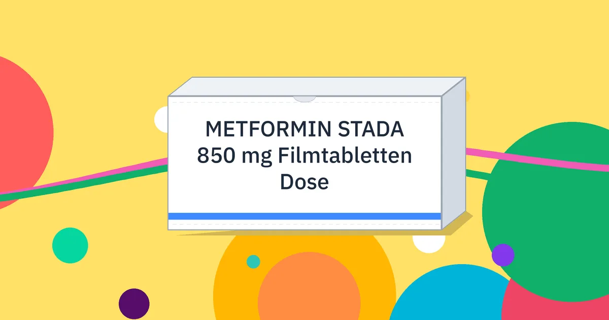 Symbolbild: Packung mit der Aufschrift METFORMIN STADA 850 mg Filmtabletten Dose (PZN 18774305) – Verfügbarkeit und Bezug in Apotheken in Frankfurt am Main