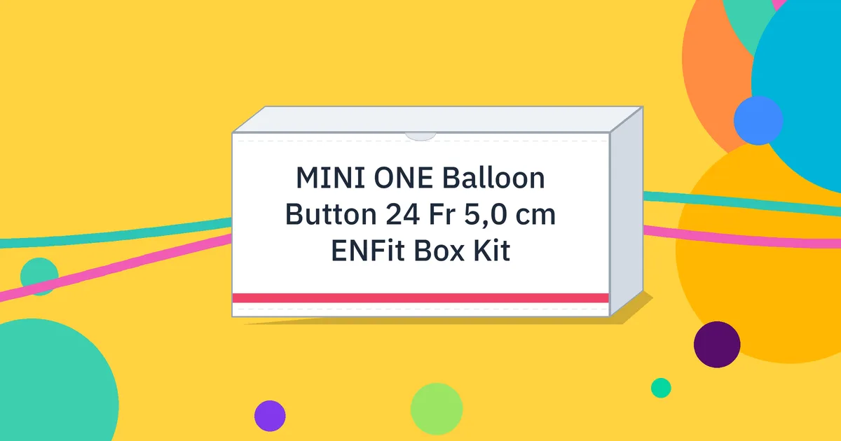 Symbolbild: Packung mit der Aufschrift MINI ONE Balloon Button 24 Fr 5,0 cm ENFit Box Kit (PZN 20134582) – Verfügbarkeit und Bezug in Apotheken in Frankfurt am Main