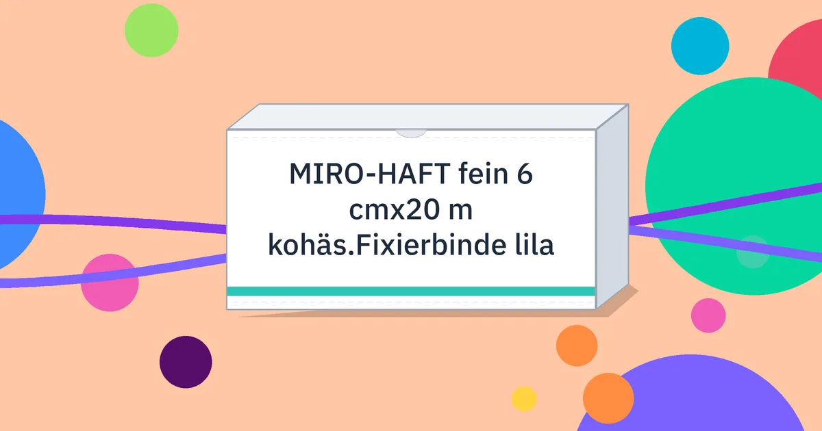 Symbolbild: Packung mit der Aufschrift MIRO-HAFT fein 6 cmx20 m kohäs.Fixierbinde lila (PZN 04721682) – Verfügbarkeit und Bezug in Apotheken in Frankfurt am Main