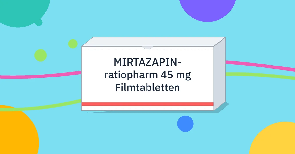 Symbolbild: Packung mit der Aufschrift MIRTAZAPIN-ratiopharm 45 mg Filmtabletten (PZN 03120503) – Verfügbarkeit und Bezug in Apotheken in Frankfurt am Main