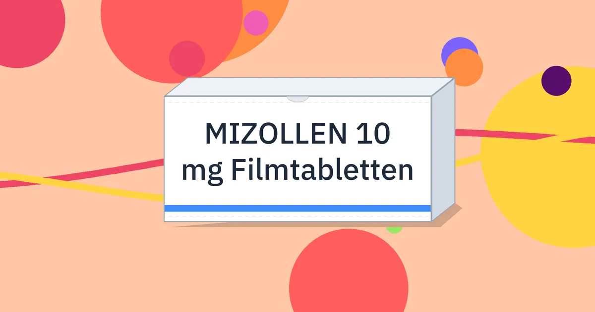Symbolbild: Packung mit der Aufschrift MIZOLLEN 10 mg Filmtabletten (PZN 01588544) – Verfügbarkeit und Bezug in Apotheken in Frankfurt am Main