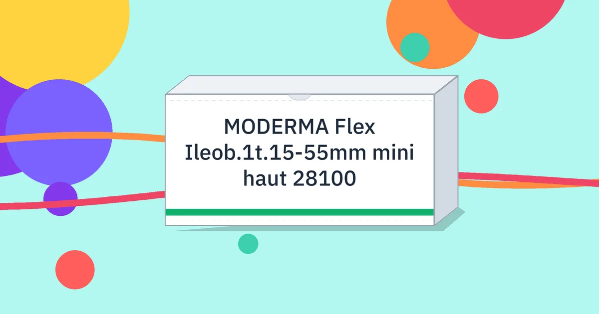 Symbolbild: Packung mit der Aufschrift MODERMA Flex Ileob.1t.15-55mm mini haut 28100 (PZN 00204576) – Verfügbarkeit und Bezug in Apotheken in Frankfurt am Main