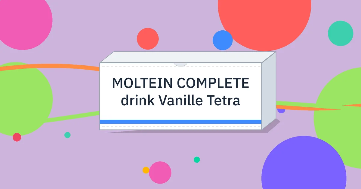 Symbolbild: Packung mit der Aufschrift MOLTEIN COMPLETE drink Vanille Tetra (PZN 19557716) – Verfügbarkeit und Bezug in Apotheken in Frankfurt am Main
