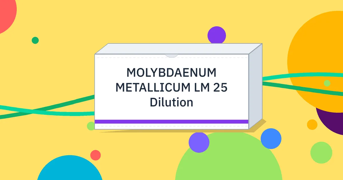 Symbolbild: Packung mit der Aufschrift MOLYBDAENUM METALLICUM LM 25 Dilution (PZN 13609961) – Verfügbarkeit und Bezug in Apotheken in Frankfurt am Main