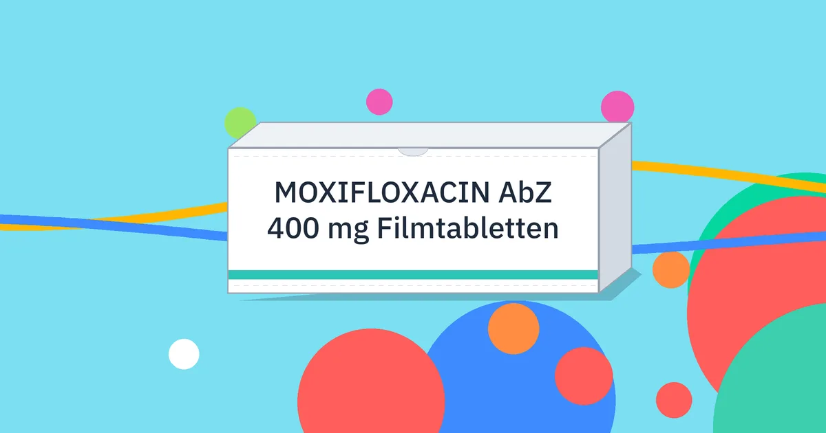 Symbolbild: Packung mit der Aufschrift MOXIFLOXACIN AbZ 400 mg Filmtabletten (PZN 08502652) – Verfügbarkeit und Bezug in Apotheken in Frankfurt am Main