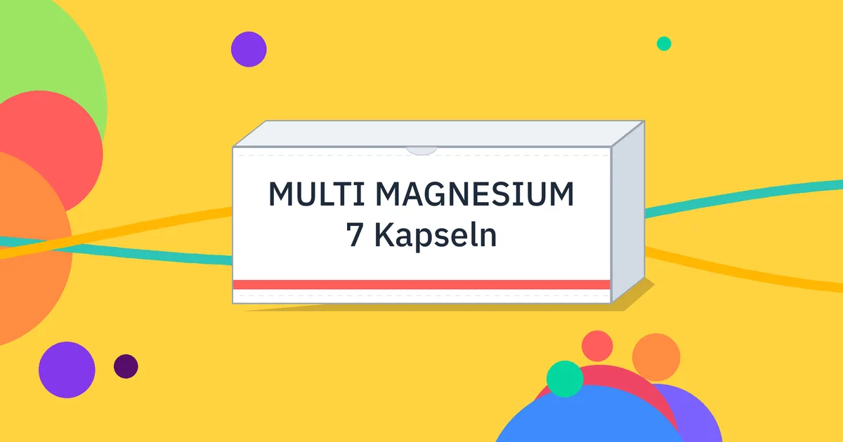 Symbolbild: Packung mit der Aufschrift MULTI MAGNESIUM 7 Kapseln (PZN 19302330) – Verfügbarkeit und Bezug in Apotheken in Frankfurt am Main