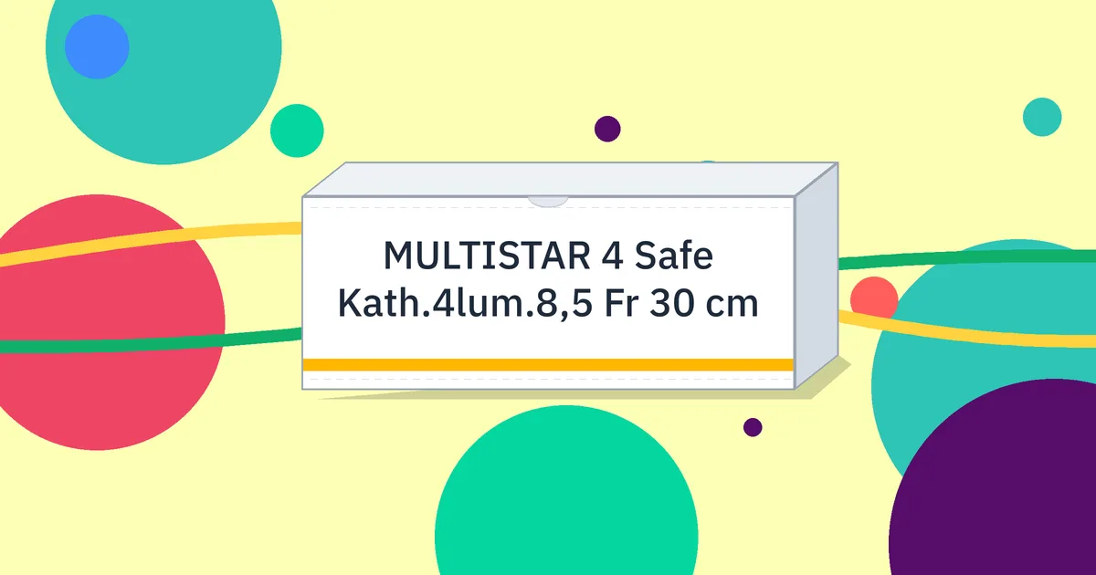 Symbolbild: Packung mit der Aufschrift MULTISTAR 4 Safe Kath.4lum.8,5 Fr 30 cm (PZN 10354710) – Verfügbarkeit und Bezug in Apotheken in Frankfurt am Main