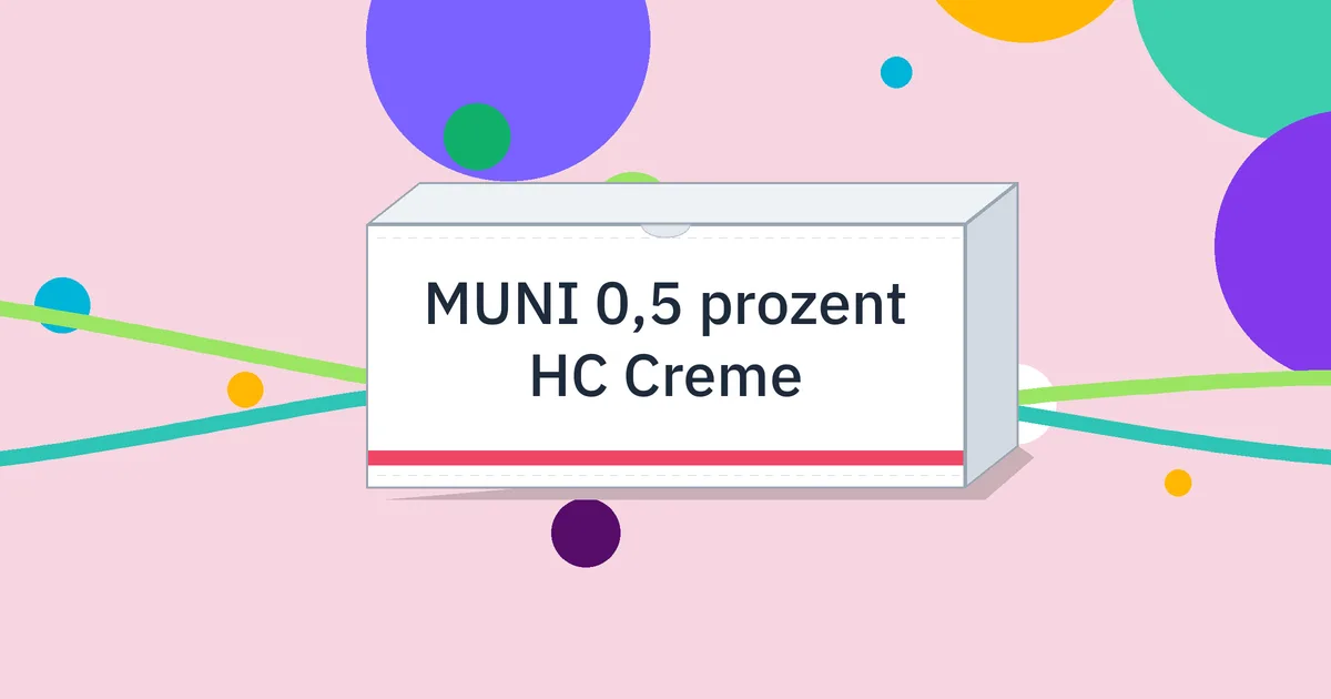 Symbolbild: Packung mit der Aufschrift MUNI 0,5 prozent HC Creme (PZN 17231577) – Verfügbarkeit und Bezug in Apotheken in Frankfurt am Main