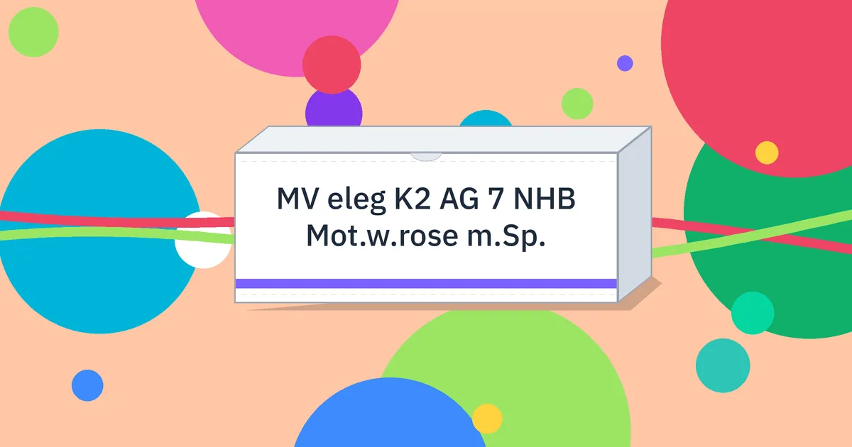 Symbolbild: Packung mit der Aufschrift MV eleg K2 AG 7 NHB Mot.w.rose m.Sp. (PZN 15726642) – Verfügbarkeit und Bezug in Apotheken in Frankfurt am Main