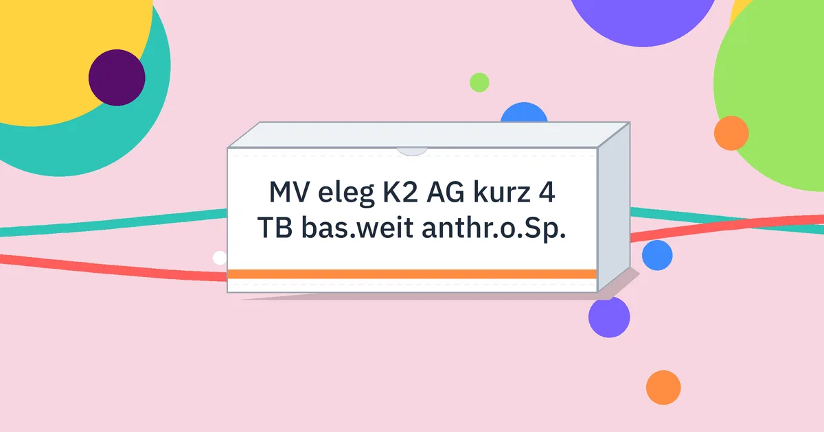 Symbolbild: Packung mit der Aufschrift MV eleg K2 AG kurz 4 TB bas.weit anthr.o.Sp. (PZN 00187464) – Verfügbarkeit und Bezug in Apotheken in Frankfurt am Main
