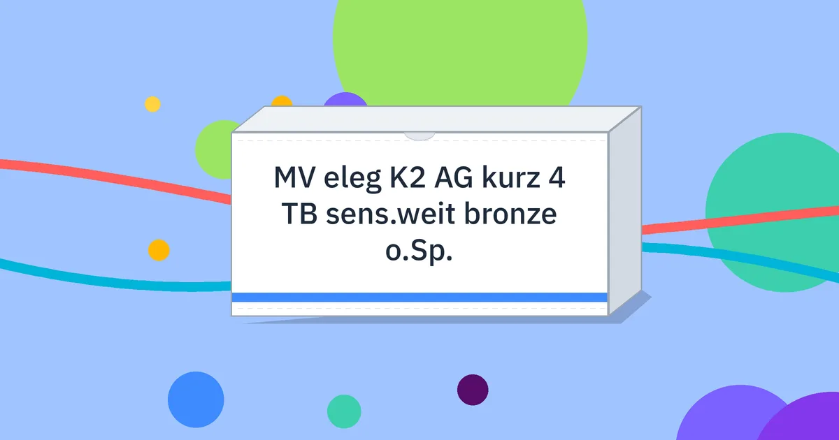 Symbolbild: Packung mit der Aufschrift MV eleg K2 AG kurz 4 TB sens.weit bronze o.Sp. (PZN 14716736) – Verfügbarkeit und Bezug in Apotheken in Frankfurt am Main