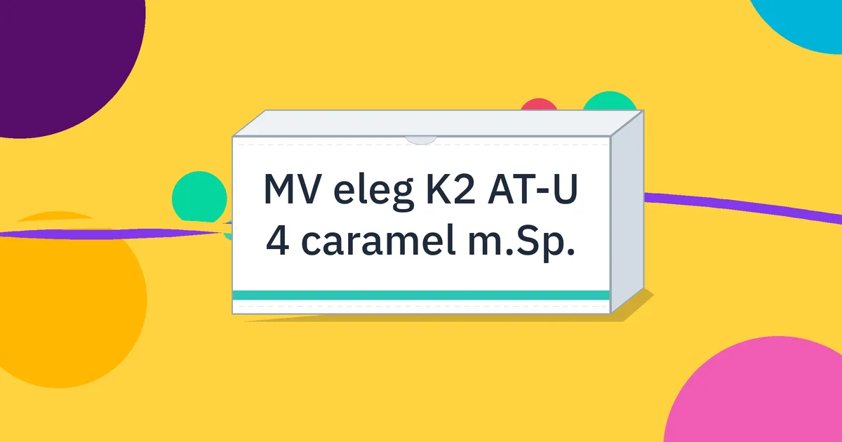 Symbolbild: Packung mit der Aufschrift MV eleg K2 AT-U 4 caramel m.Sp. (PZN 00530235) – Verfügbarkeit und Bezug in Apotheken in Frankfurt am Main