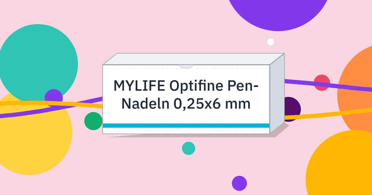 Symbolbild: Packung mit der Aufschrift MYLIFE Optifine Pen-Nadeln 0,25x6 mm (PZN 13706813) – Verfügbarkeit und Bezug in Apotheken in Frankfurt am Main