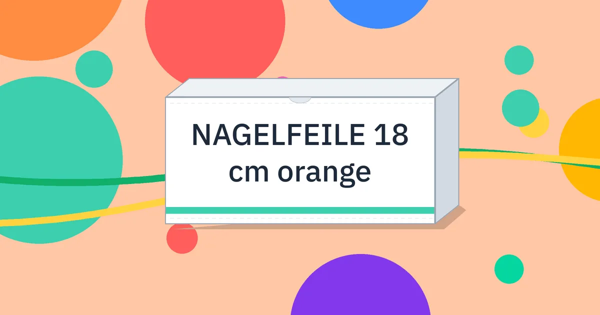 Symbolbild: Packung mit der Aufschrift NAGELFEILE 18 cm orange (PZN 01516361) – Verfügbarkeit und Bezug in Apotheken in Frankfurt am Main