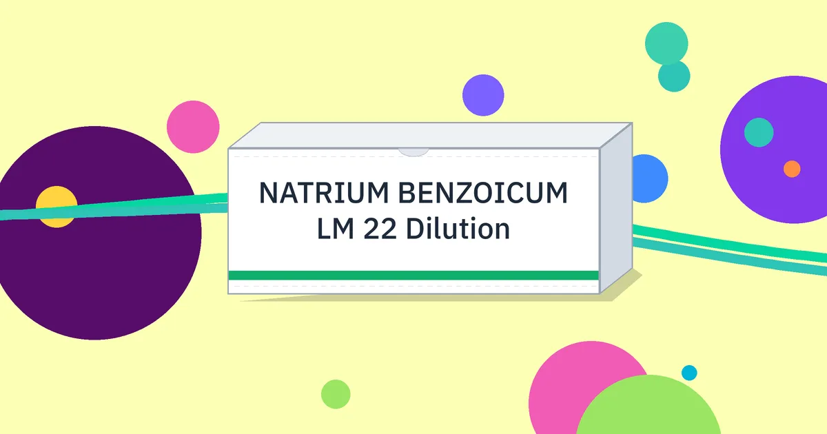 Symbolbild: Packung mit der Aufschrift NATRIUM BENZOICUM LM 22 Dilution (PZN 12959937) – Verfügbarkeit und Bezug in Apotheken in Frankfurt am Main