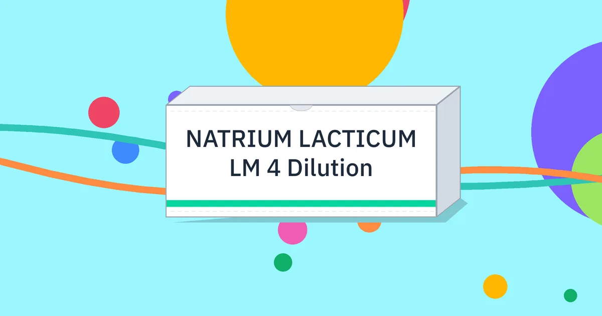Symbolbild: Packung mit der Aufschrift NATRIUM LACTICUM LM 4 Dilution (PZN 12964708) – Verfügbarkeit und Bezug in Apotheken in Frankfurt am Main