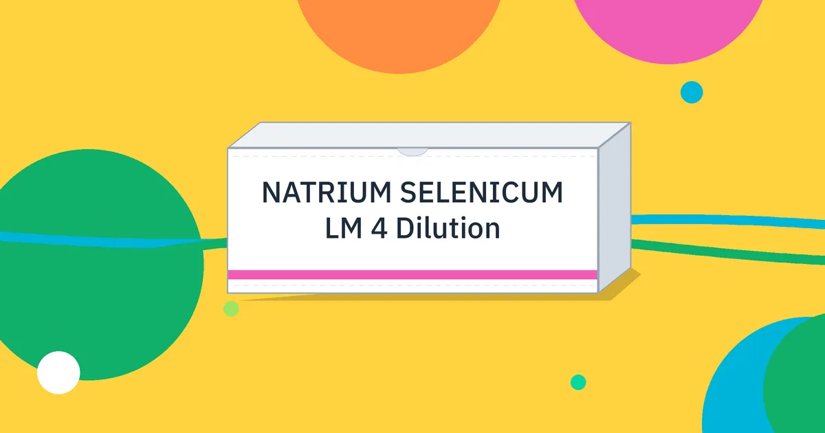 Symbolbild: Packung mit der Aufschrift NATRIUM SELENICUM LM 4 Dilution (PZN 13616665) – Verfügbarkeit und Bezug in Apotheken in Frankfurt am Main