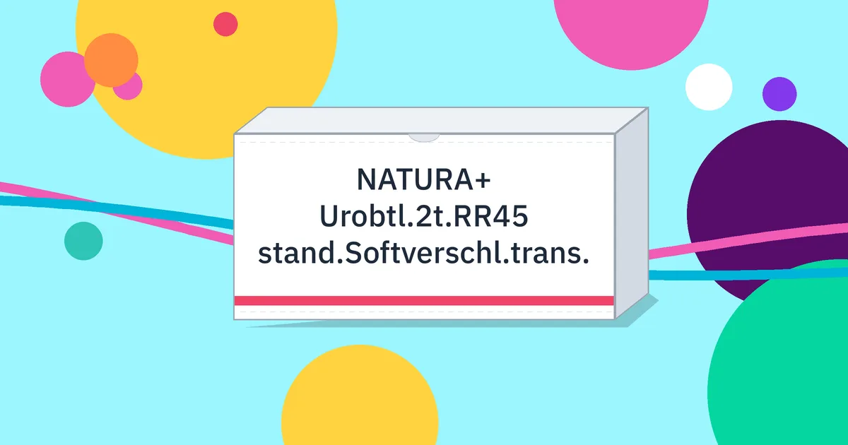 Symbolbild: Packung mit der Aufschrift NATURA+ Urobtl.2t.RR45 stand.Softverschl.trans. (PZN 01789320) – Verfügbarkeit und Bezug in Apotheken in Frankfurt am Main