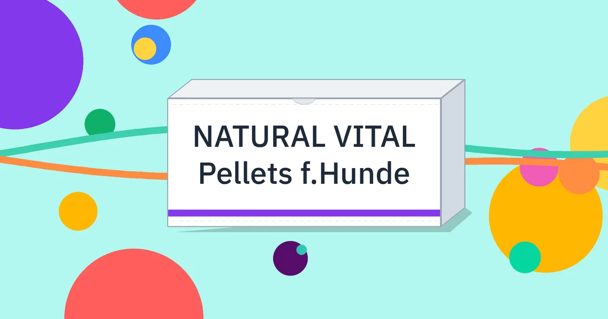 Symbolbild: Packung mit der Aufschrift NATURAL VITAL Pellets f.Hunde (PZN 20779882) – Verfügbarkeit und Bezug in Apotheken in Frankfurt am Main