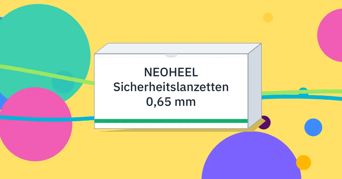 Symbolbild: Packung mit der Aufschrift NEOHEEL Sicherheitslanzetten 0,65 mm (PZN 17611475) – Verfügbarkeit und Bezug in Apotheken in Frankfurt am Main
