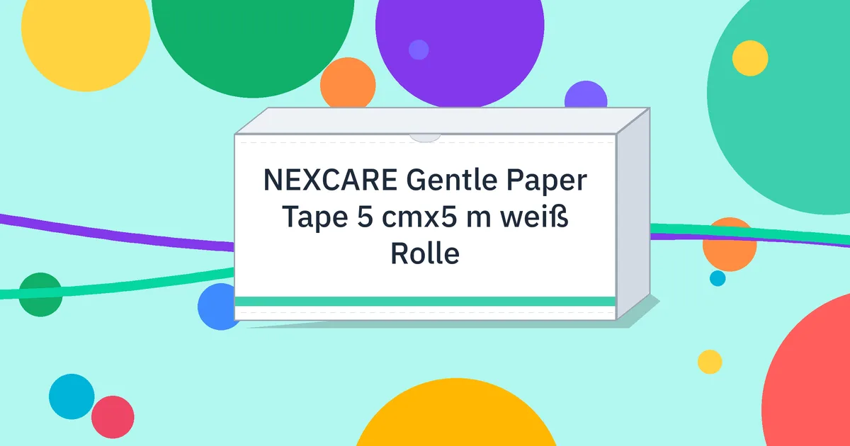 Symbolbild: Packung mit der Aufschrift NEXCARE Gentle Paper Tape 5 cmx5 m weiß Rolle (PZN 20089261) – Verfügbarkeit und Bezug in Apotheken in Frankfurt am Main