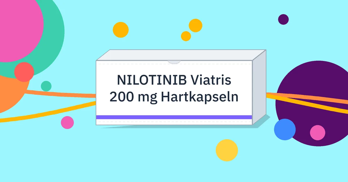Symbolbild: Packung mit der Aufschrift NILOTINIB Viatris 200 mg Hartkapseln (PZN 19368435) – Verfügbarkeit und Bezug in Apotheken in Frankfurt am Main