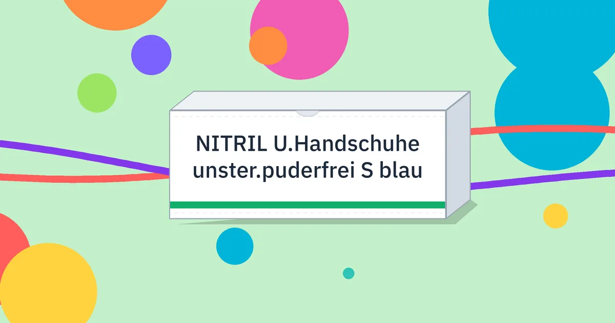 Symbolbild: Packung mit der Aufschrift NITRIL U.Handschuhe unster.puderfrei S blau (PZN 10319292) – Verfügbarkeit und Bezug in Apotheken in Frankfurt am Main