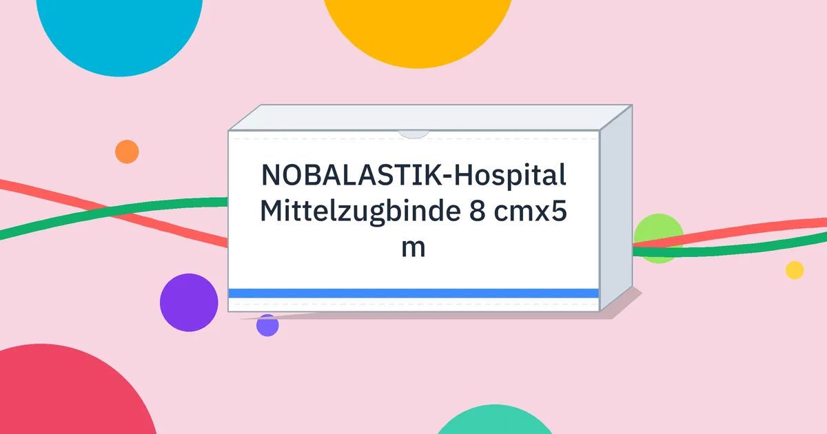 Symbolbild: Packung mit der Aufschrift NOBALASTIK-Hospital Mittelzugbinde 8 cmx5 m (PZN 12775462) – Verfügbarkeit und Bezug in Apotheken in Frankfurt am Main