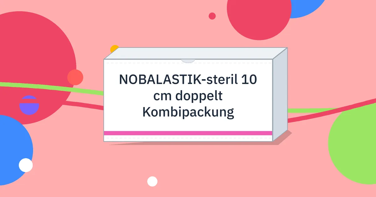 Symbolbild: Packung mit der Aufschrift NOBALASTIK-steril 10 cm doppelt Kombipackung (PZN 19903288) – Verfügbarkeit und Bezug in Apotheken in Frankfurt am Main